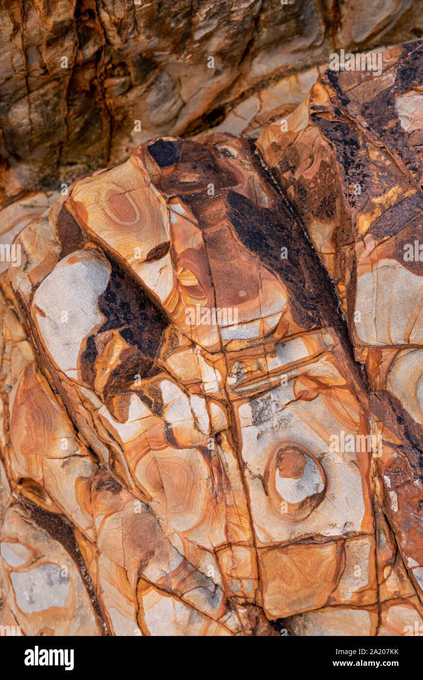 Mudstone and sandstone at Widemouth Bay on the atlantic coast of north ...