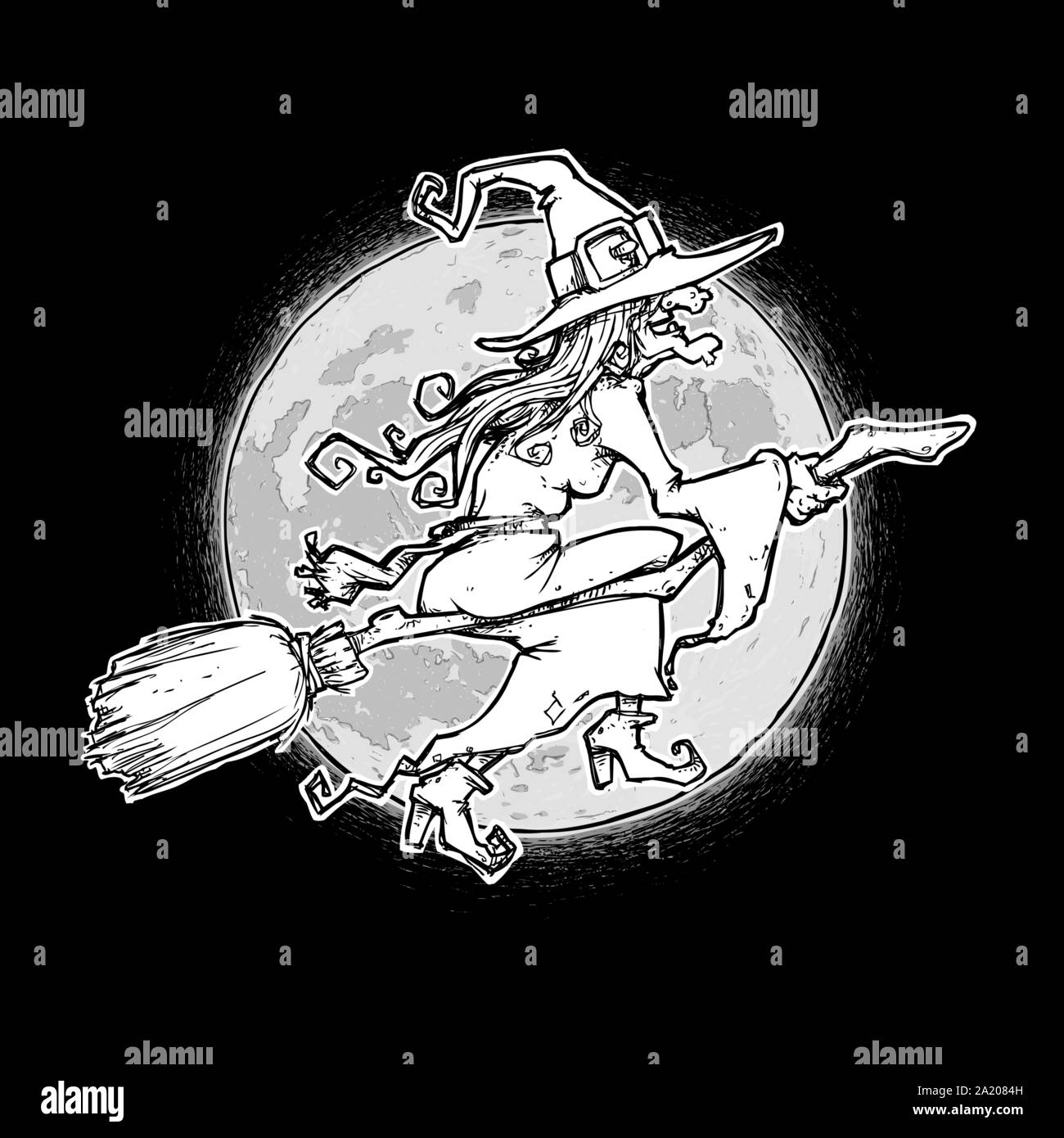 Witch lineart Stock Vector Images - Alamy
