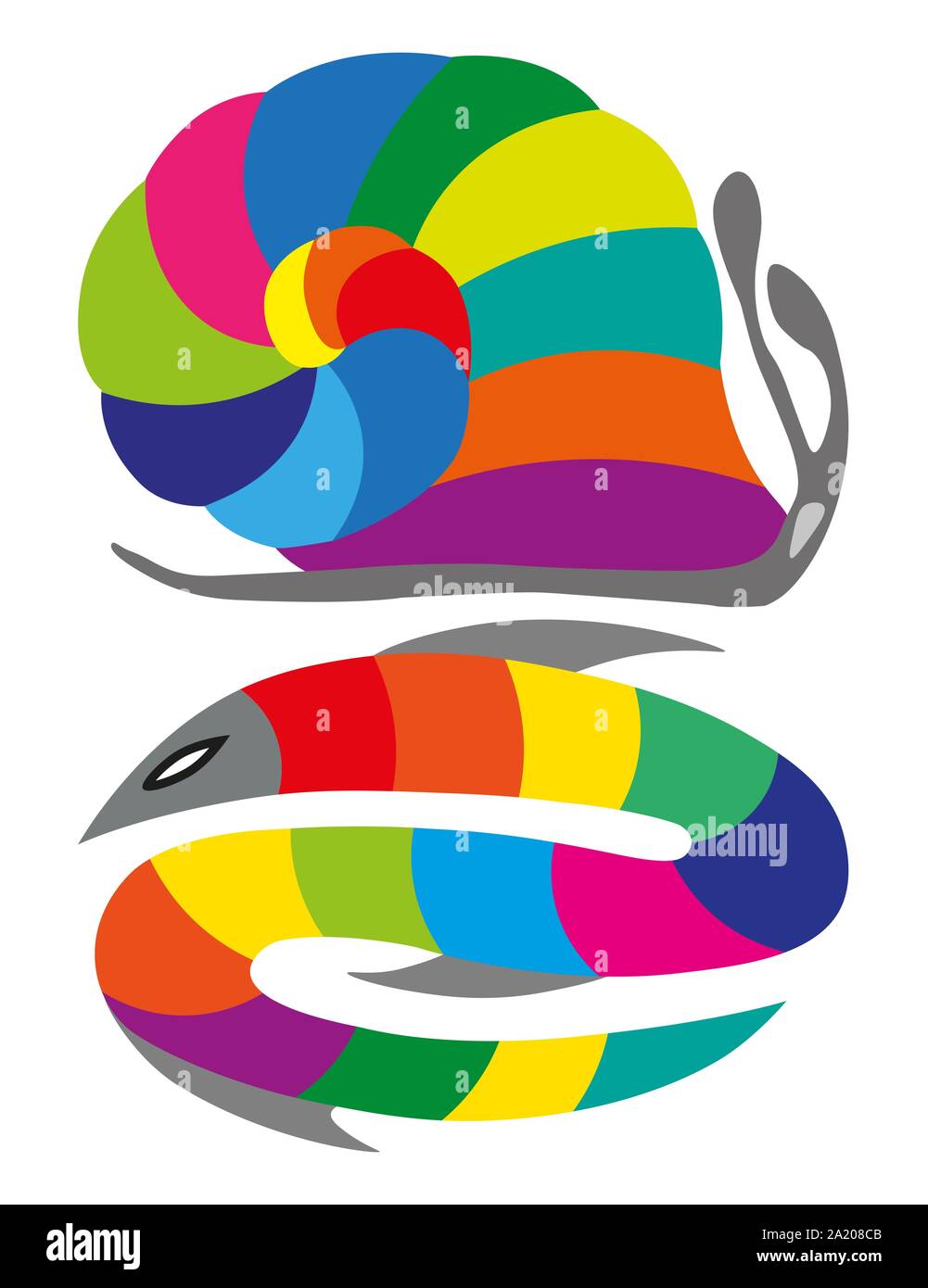 Color wheel of fish and snake with shade of colors. Icon Stock Vector ...