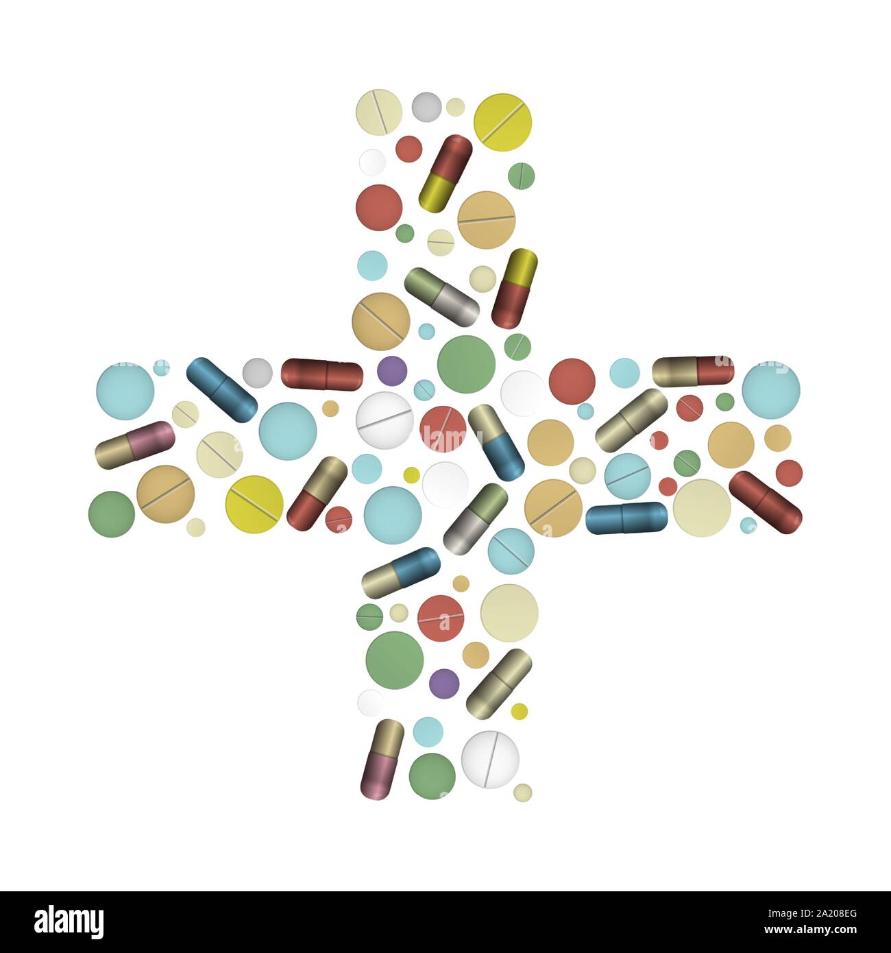 Cross shape with tablets. Medical design. Vector illustration Stock ...