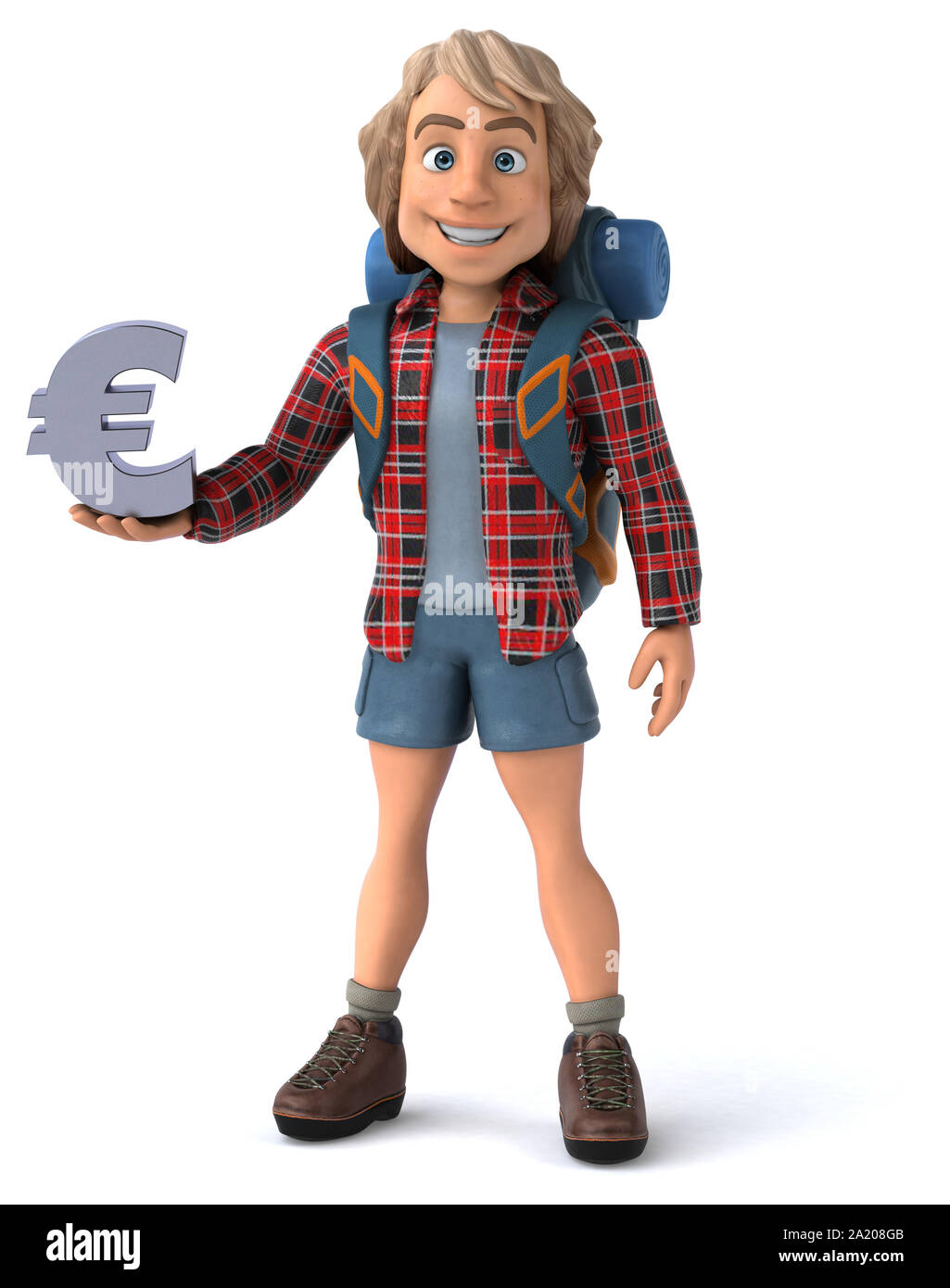Fun backpacker cartoon guy Stock Photo - Alamy