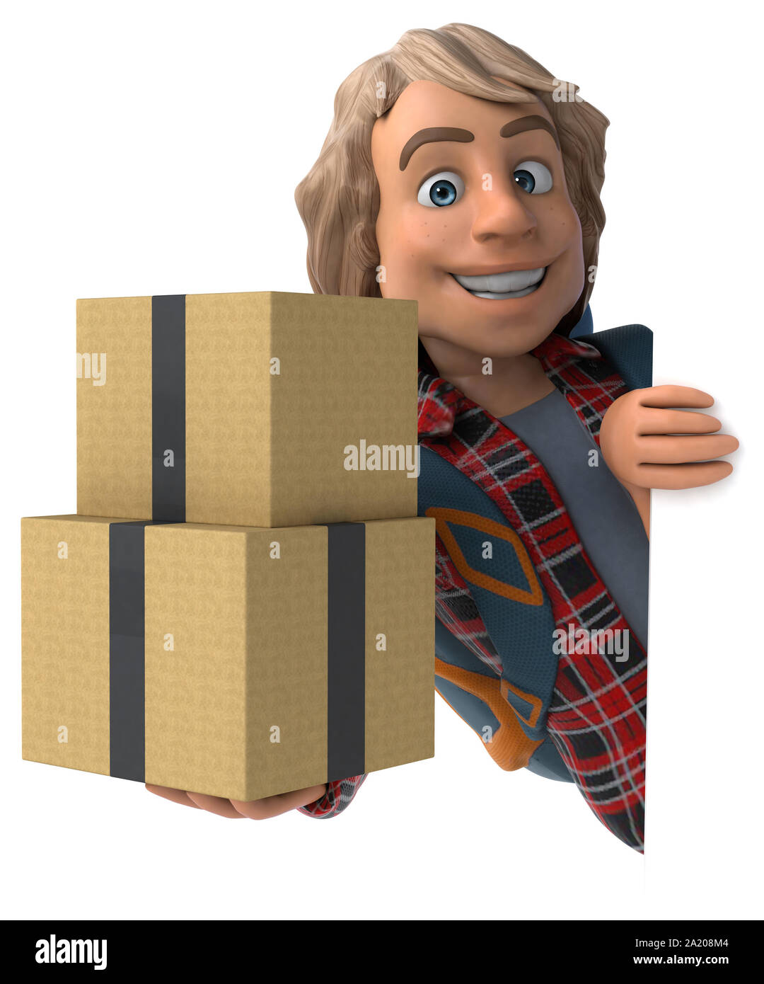Fun backpacker cartoon guy Stock Photo - Alamy