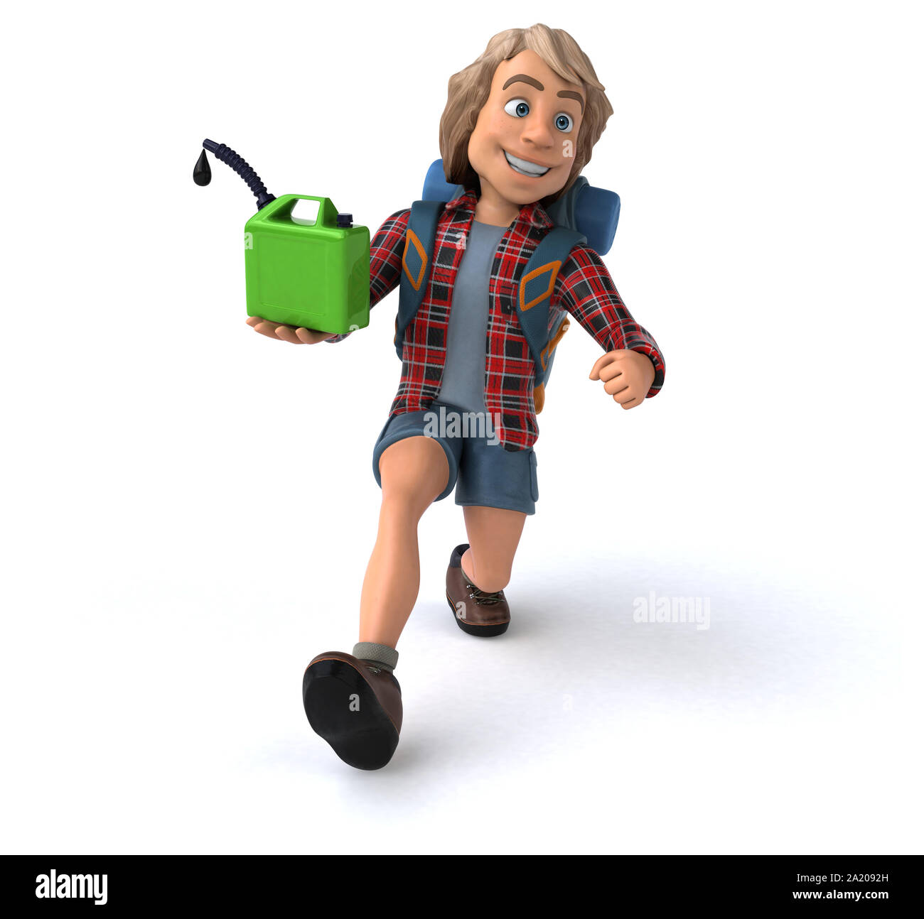 Fun backpacker cartoon guy Stock Photo - Alamy