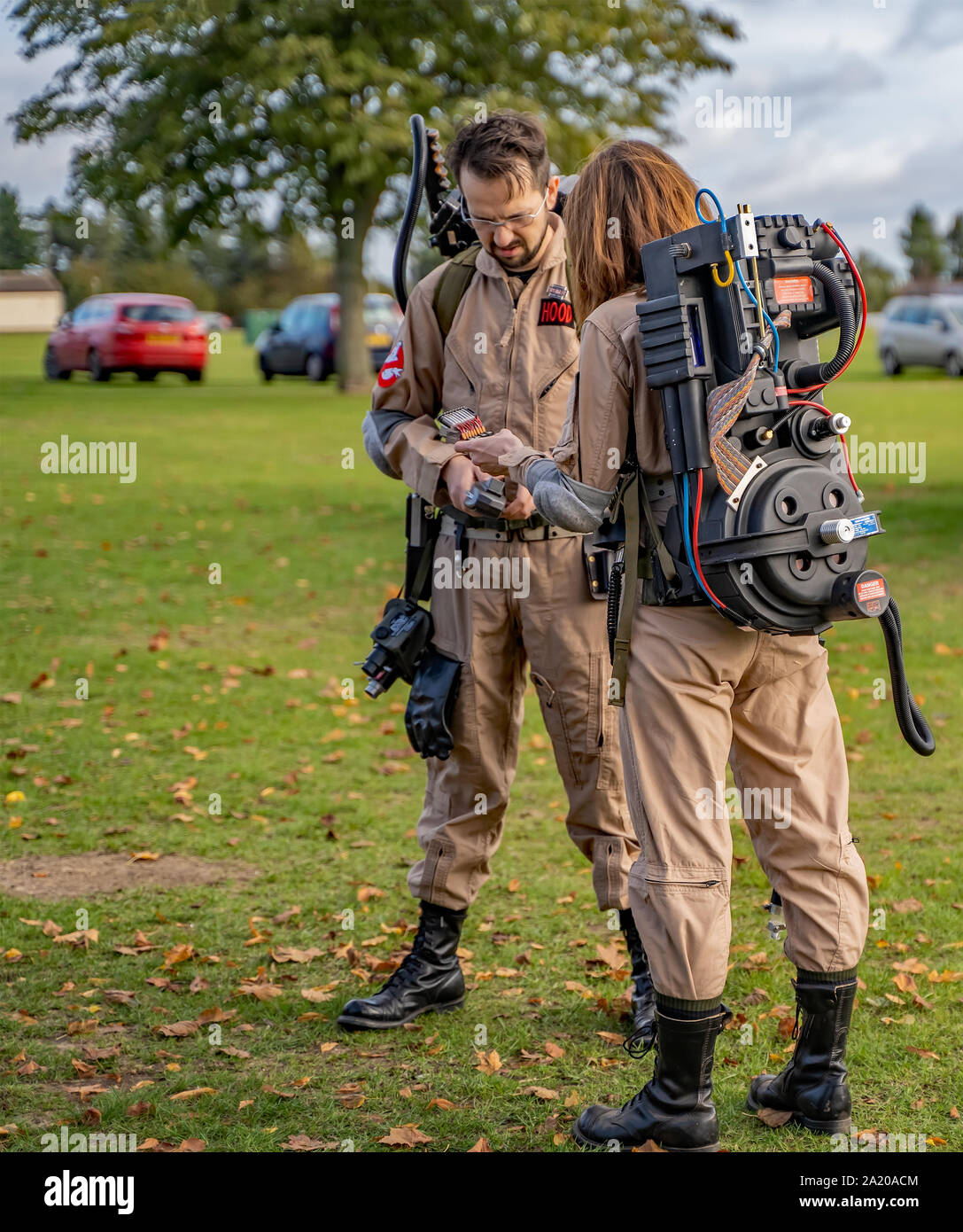 A Caucasian male and female couple dressed up as characters form the ...