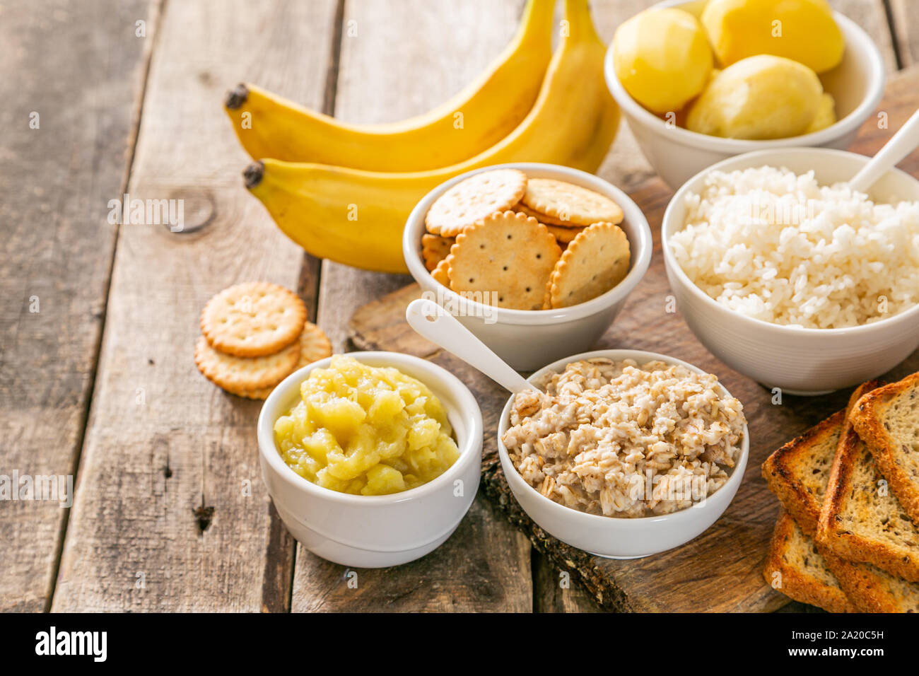 Selection of food to consume while diarrhea Stock Photo - Alamy