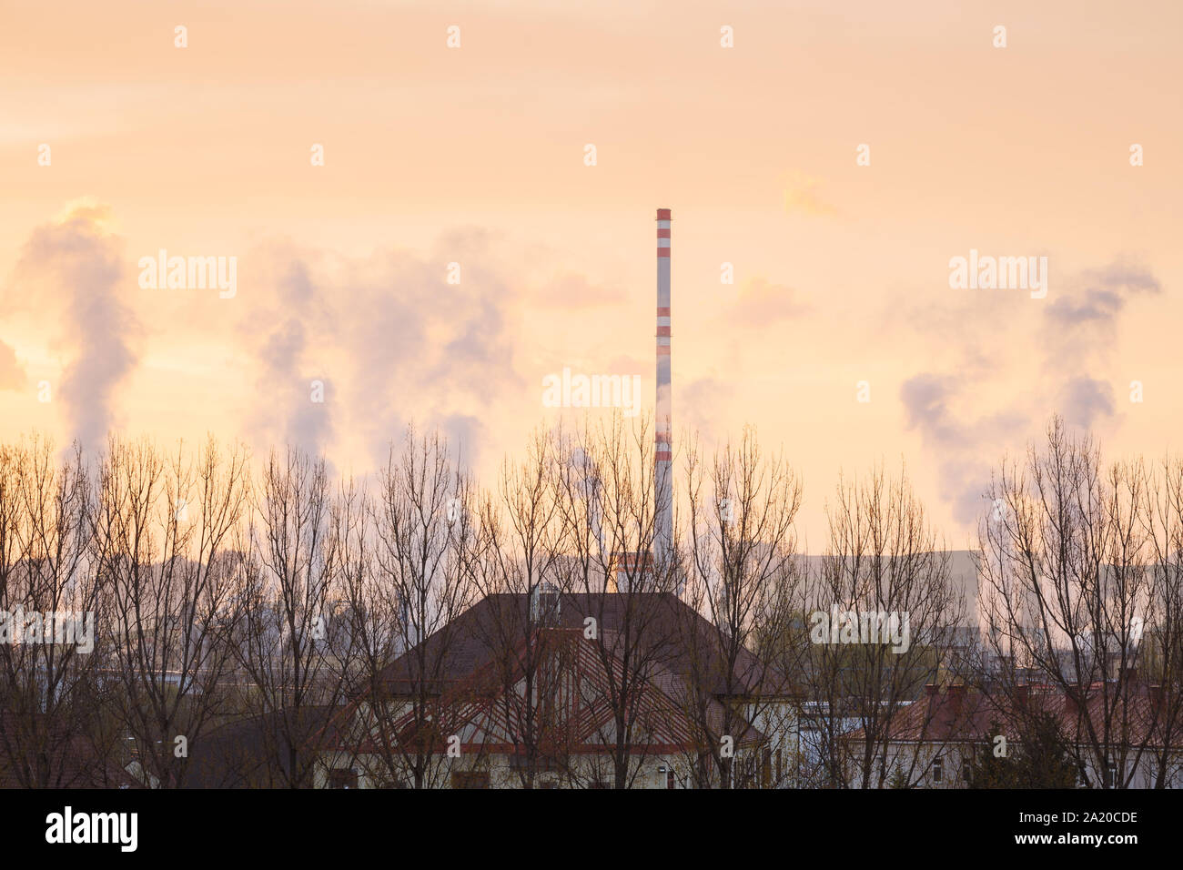 Rooftops of the town of Ruzomberok and a paper mill in the background ...