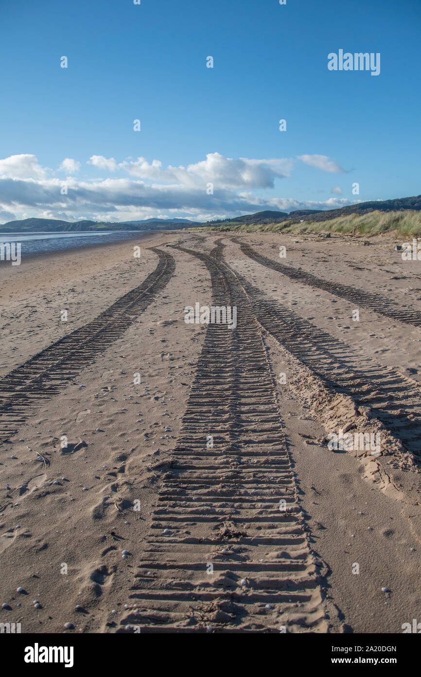 tracks in the sand, Mersehead beach, Mersehead RSPB Reserve, Dumfries ...