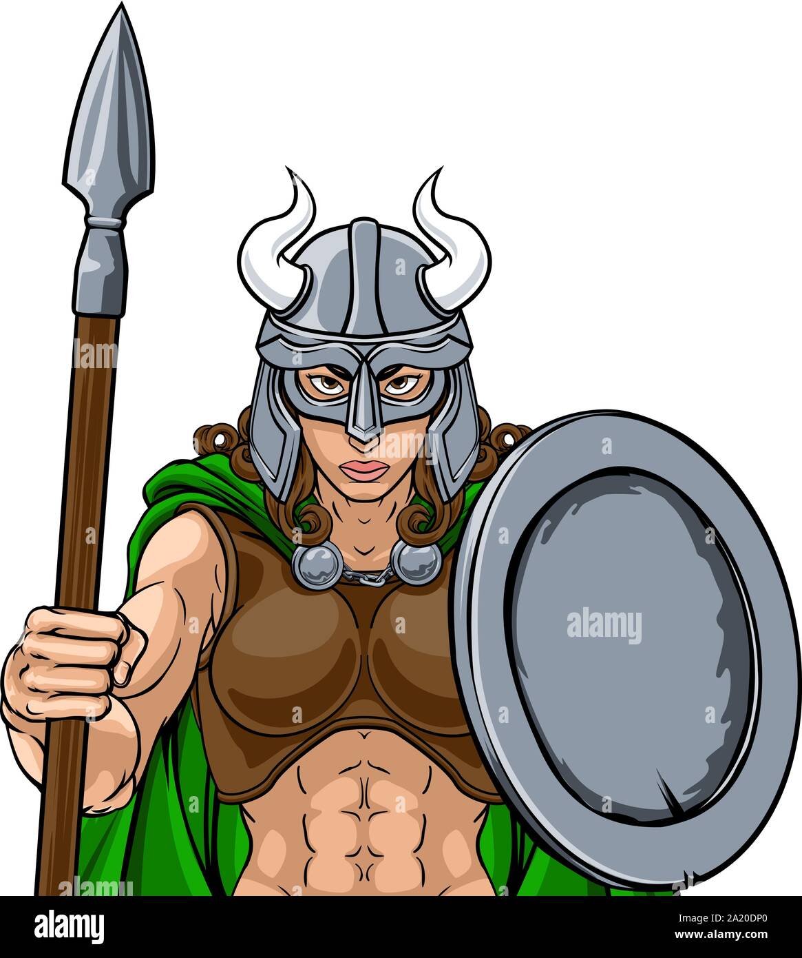 Viking Female Gladiator Warrior Woman Team Mascot Stock Vector Image ...