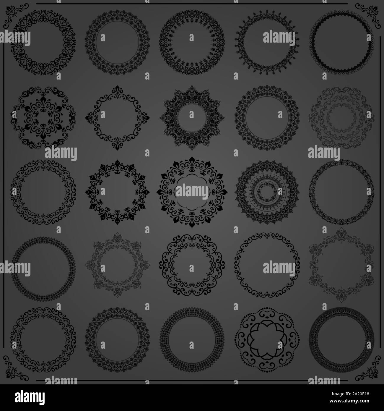Vintage Set of Vector Round Black Elements Stock Vector Image & Art - Alamy