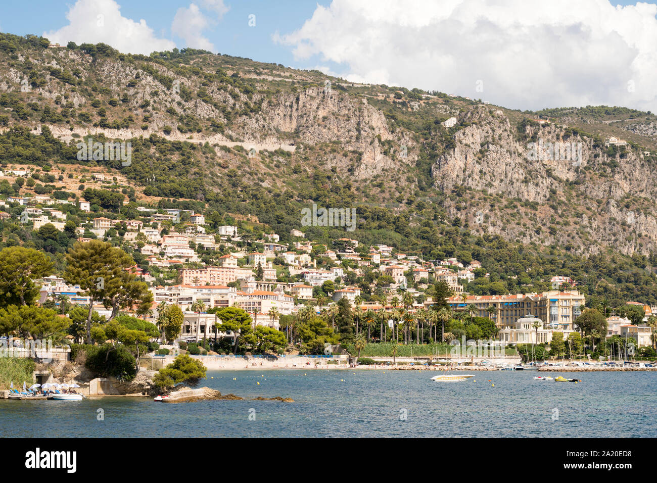 Beaulieu Sur Mer and the hills above, seen from Saint Jean Cap Ferrat ...