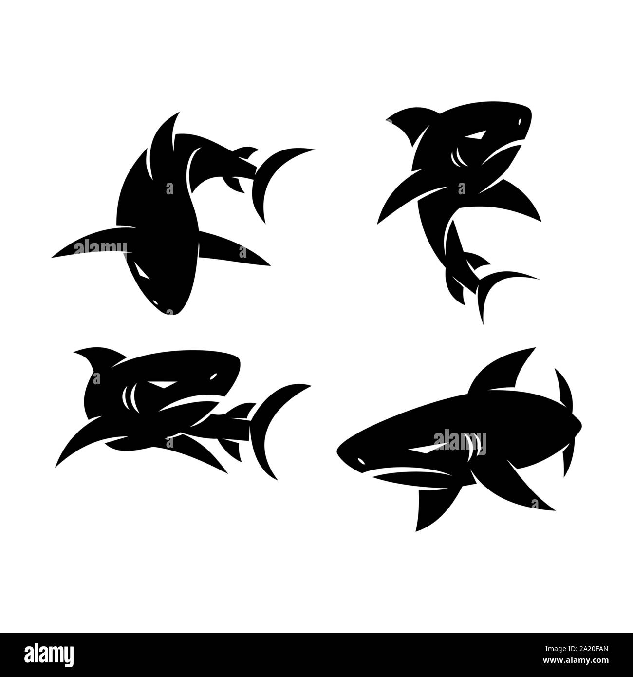Shark logo design vector set modern illustration template Stock Vector ...