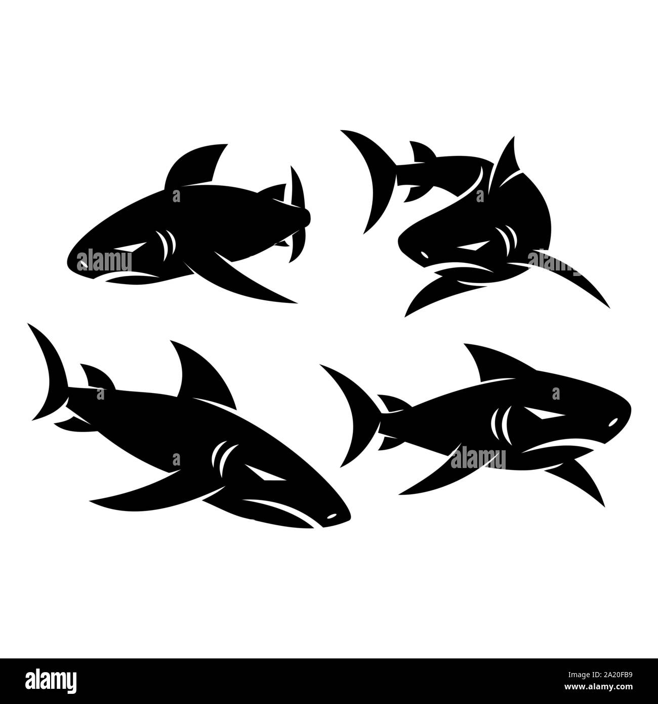 Shark logo symbol design vector set illustration template Stock Vector ...