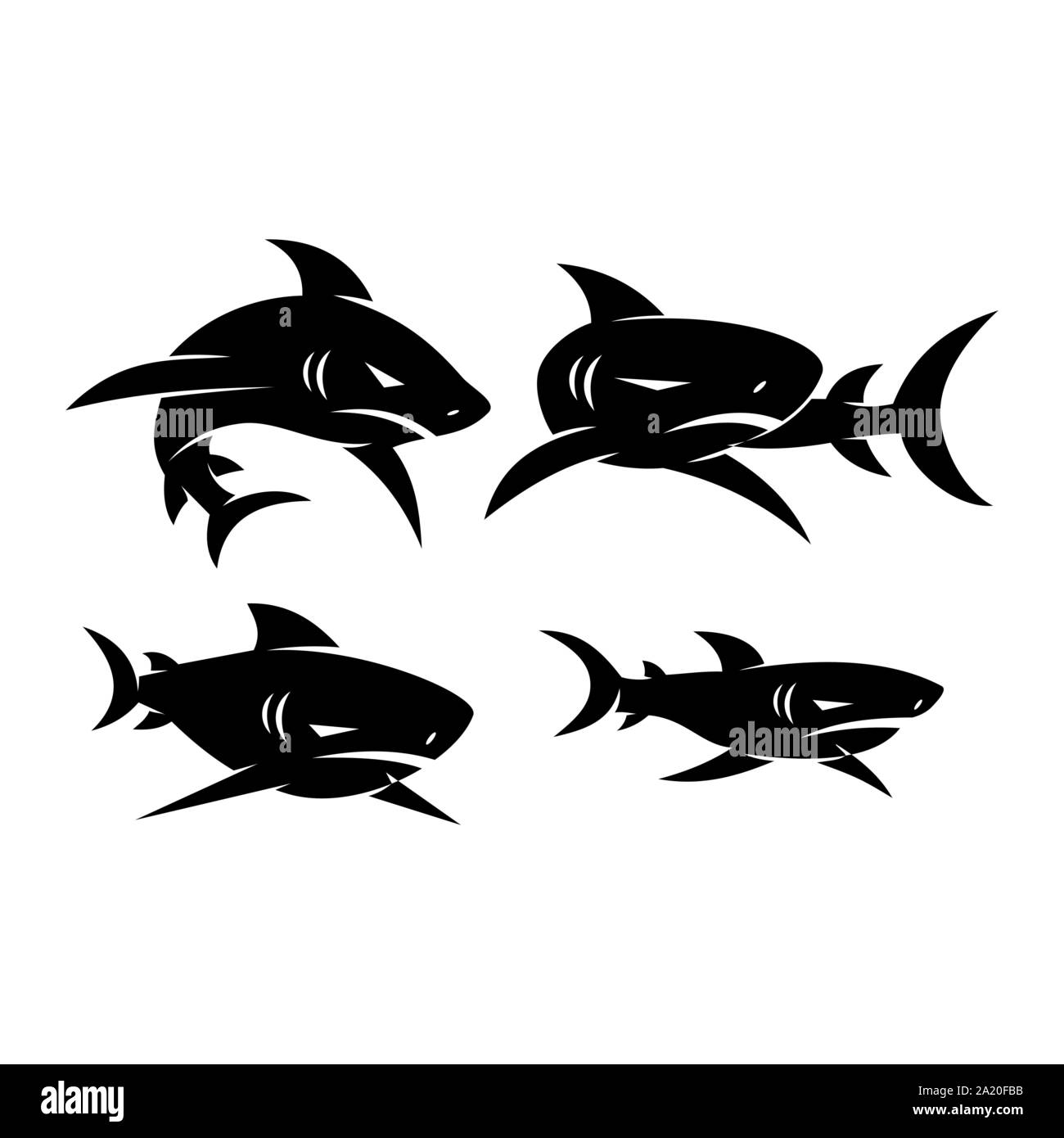 Shark logo Mascot design vector set modern concept template Stock ...
