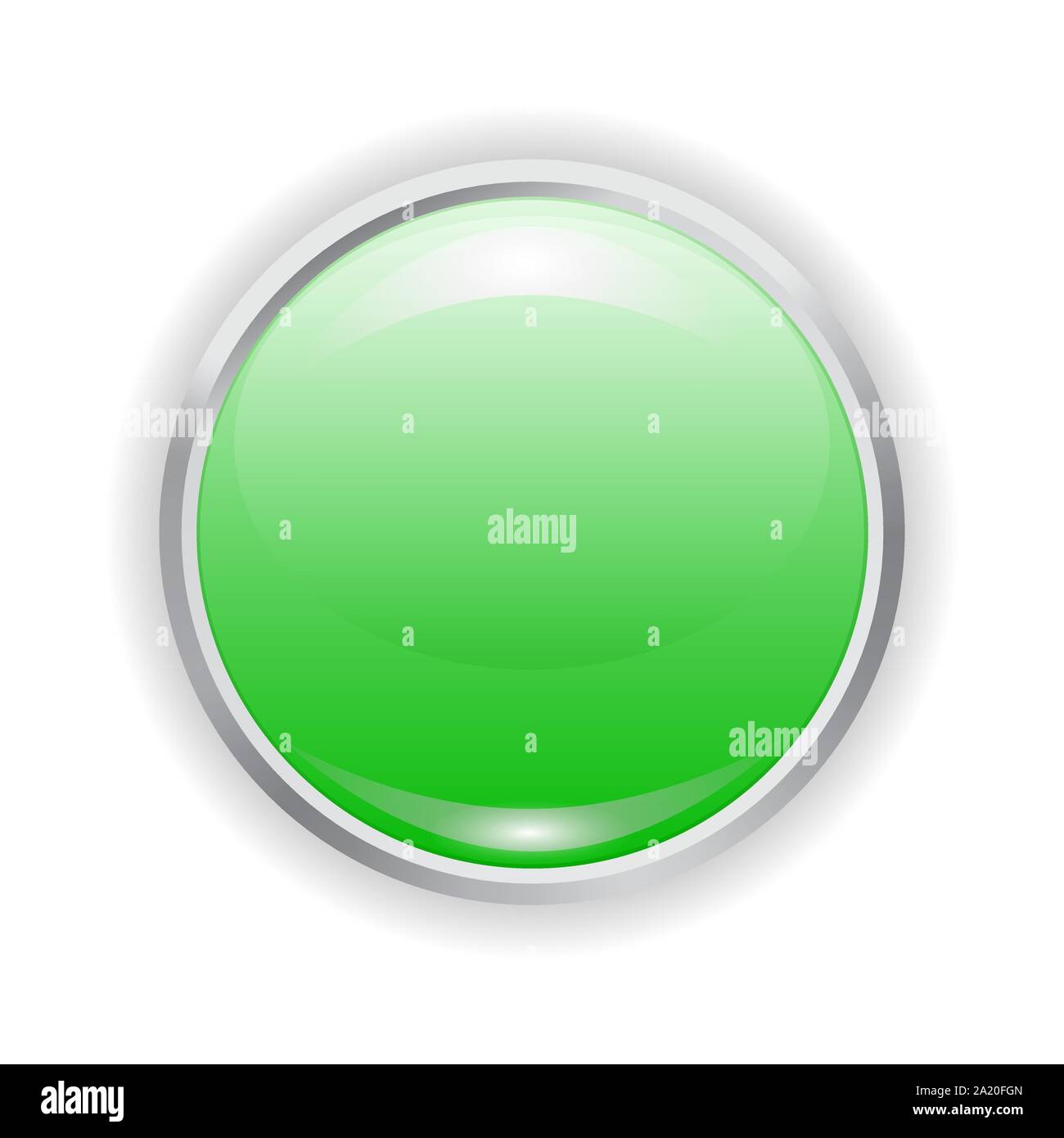 Vector realistic green plastic button with patch of light and metal ...