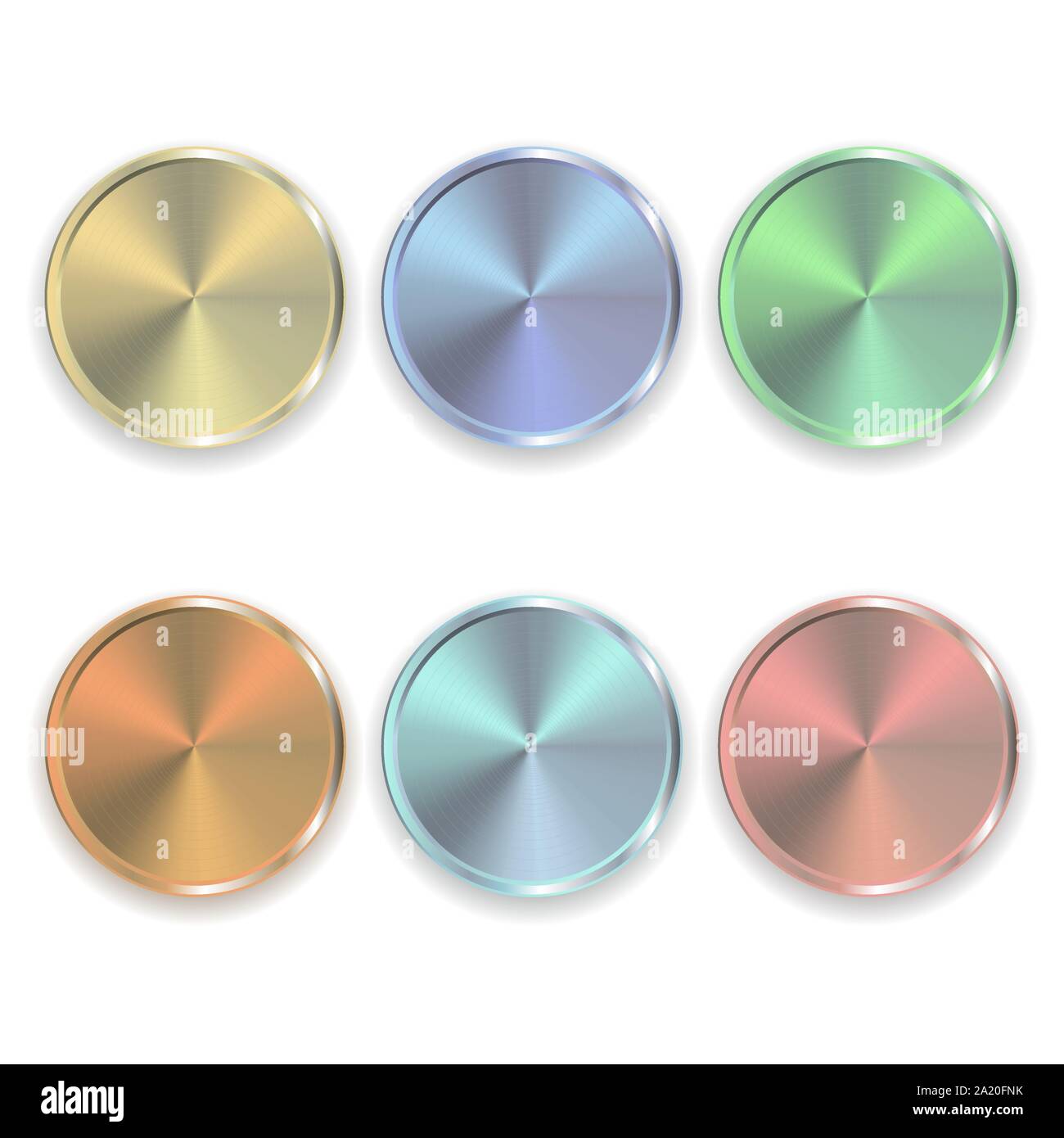 Set of Vector realistic metal color buttons for domestic electronics ...