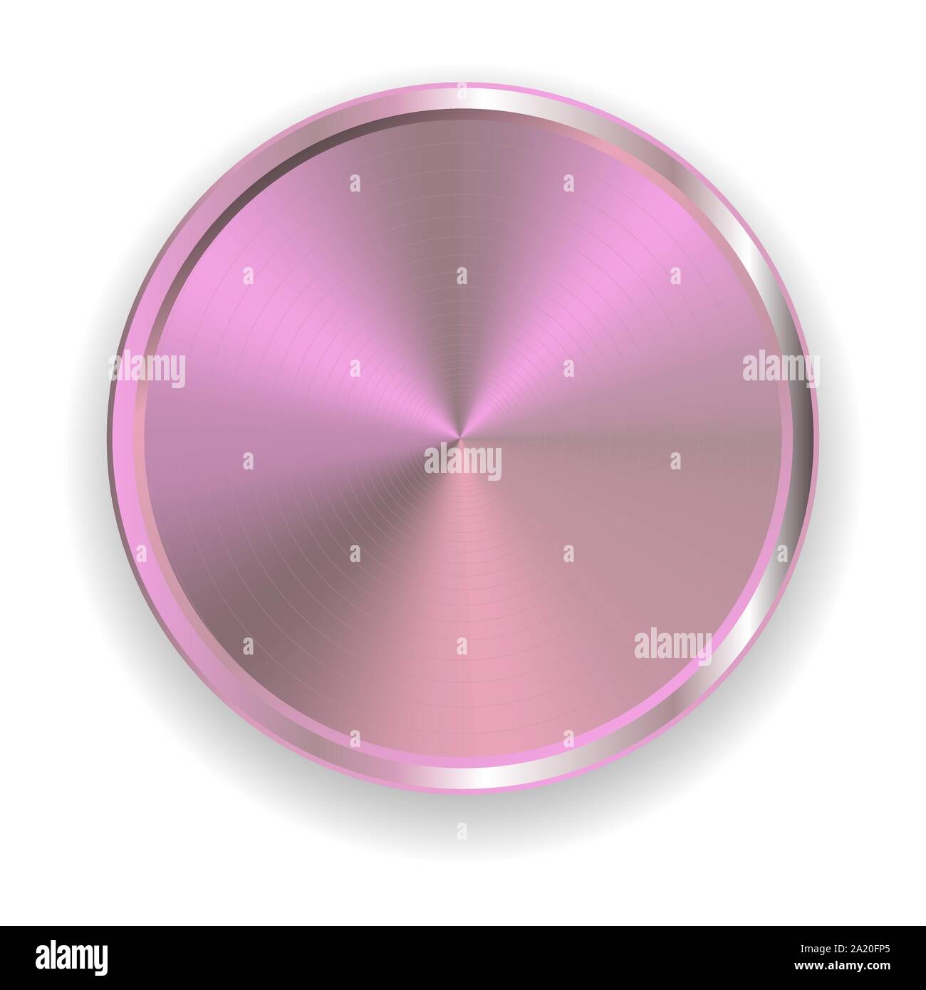 Vector realistic metal pink button for domestic electronics isolated on ...