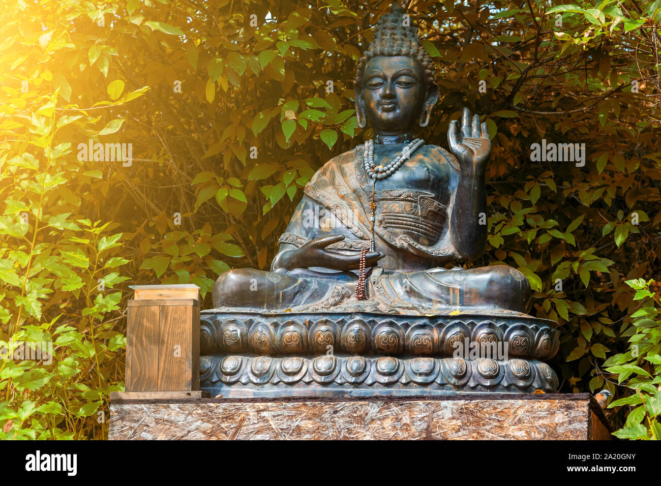 Buddha statue sitting in lotus position for worship and meditation of ...