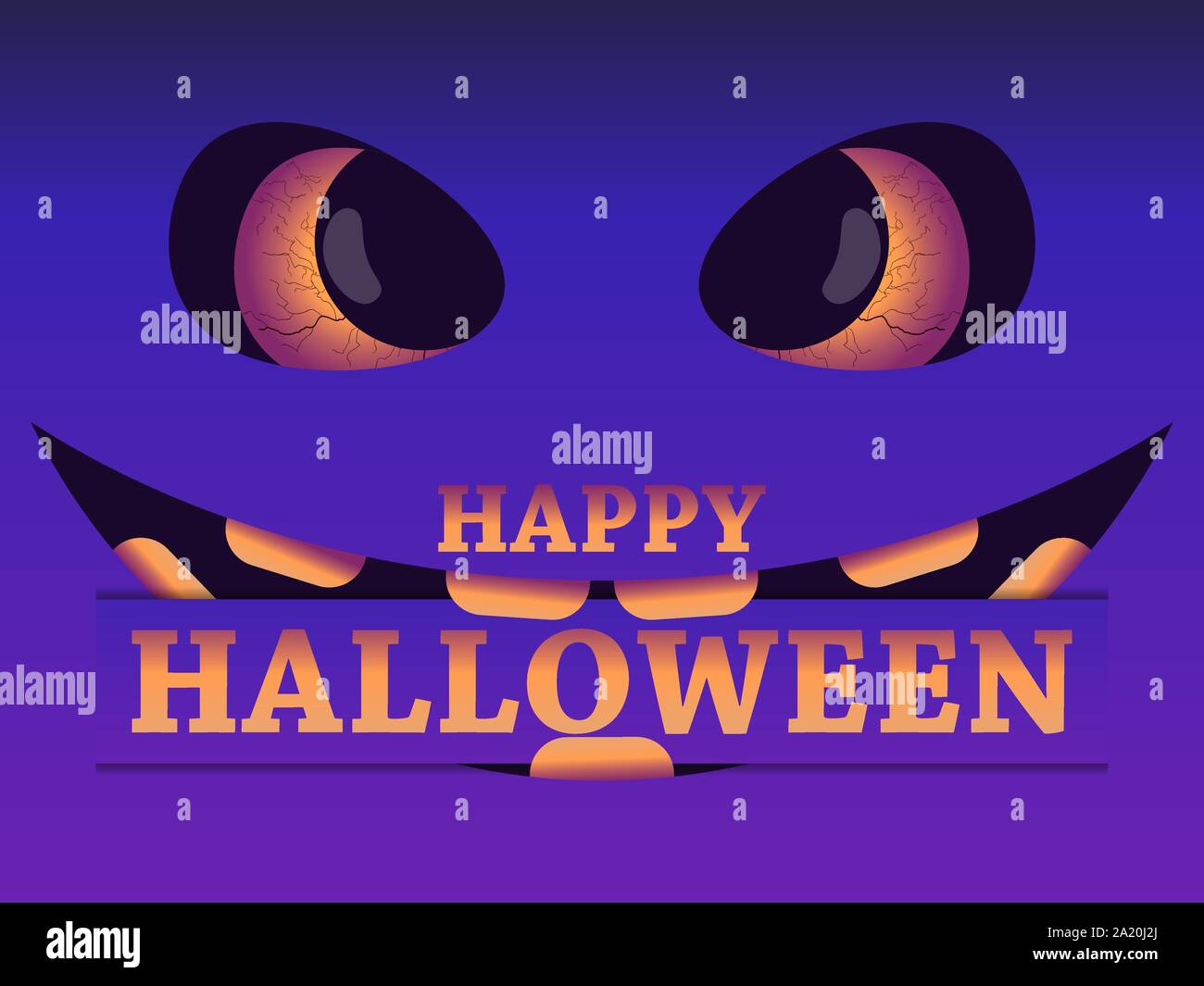 Happy Halloween, October 31st. Evil scary face, black eyes. Vector ...