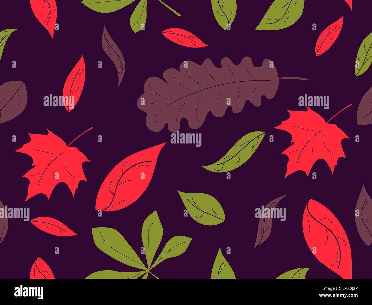 Fall leaves seamless pattern vector. Autumn falling leaves, background ...