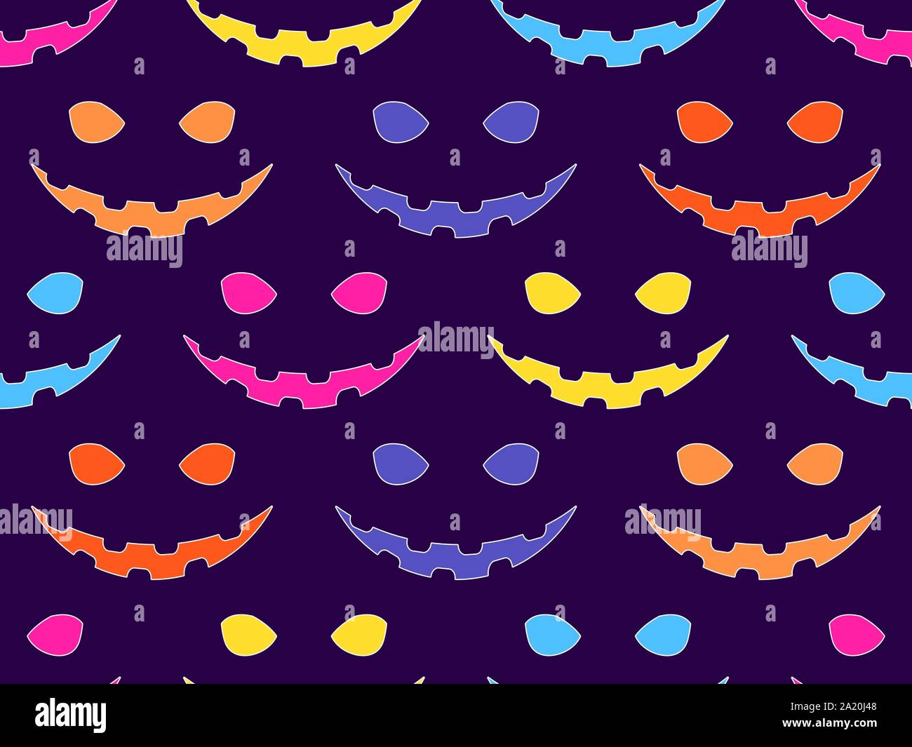 Multi-colored scary faces seamless pattern. Halloween holiday ...