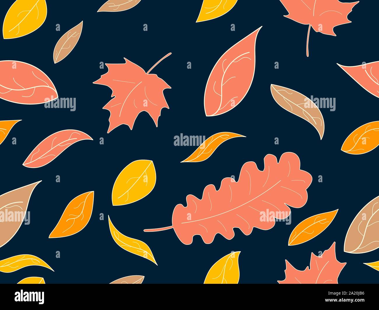 Fall leaves seamless pattern vector. Autumn falling leaves, background ...