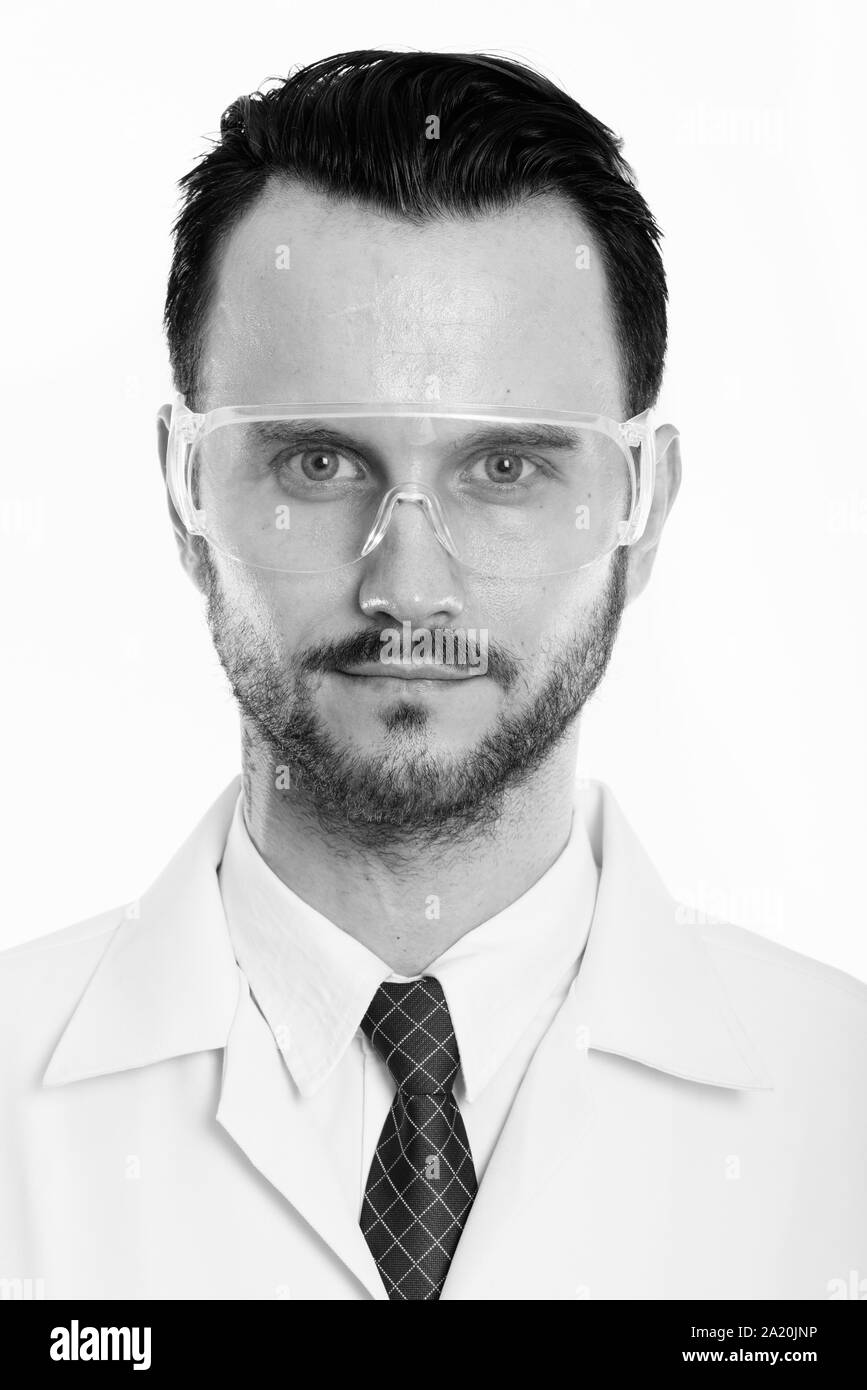 Young man wearing scientist Black and White Stock Photos & Images - Alamy