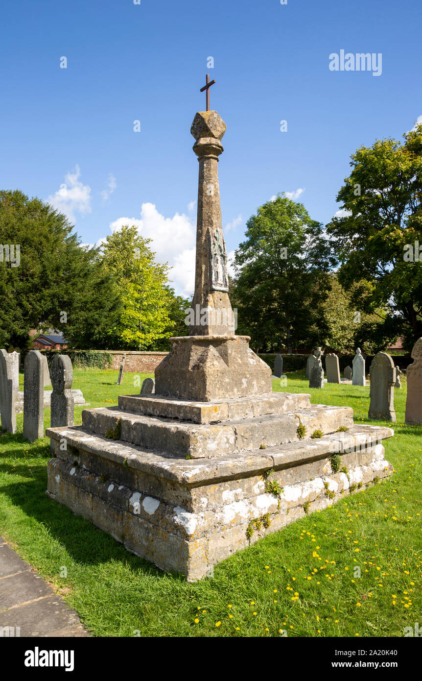 Medieval preaching cross, Great Bedwyn churchyard, Wiltshire, England ...