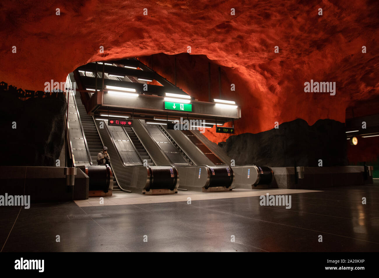 Stockholm, Sweden June 7 2019: Solna Centrum famous metro station ...
