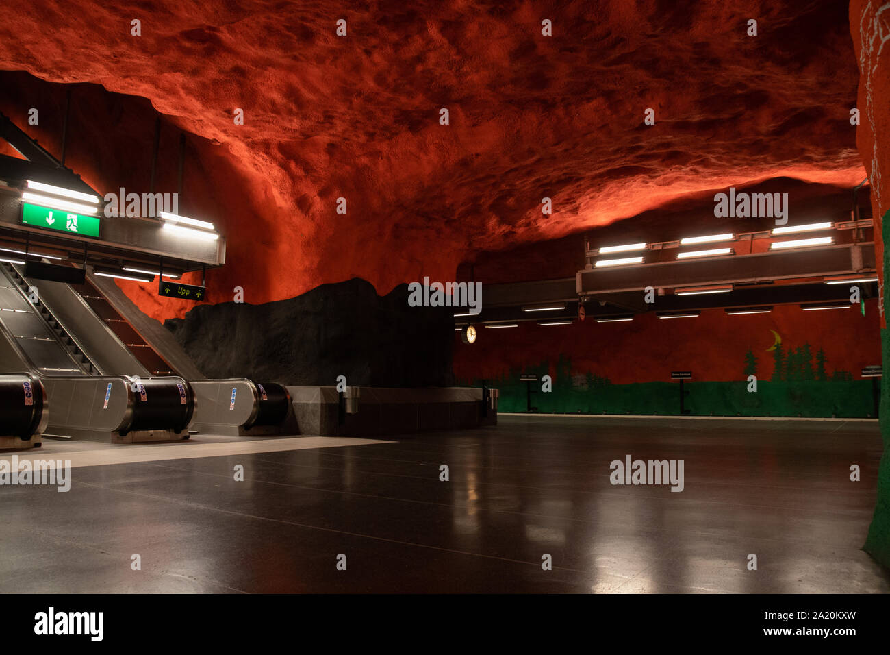 Stockholm, Sweden June 7 2019: Solna Centrum famous metro station ...