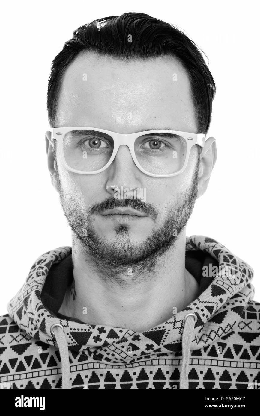 Man wearing glasses photo Black and White Stock Photos & Images - Alamy