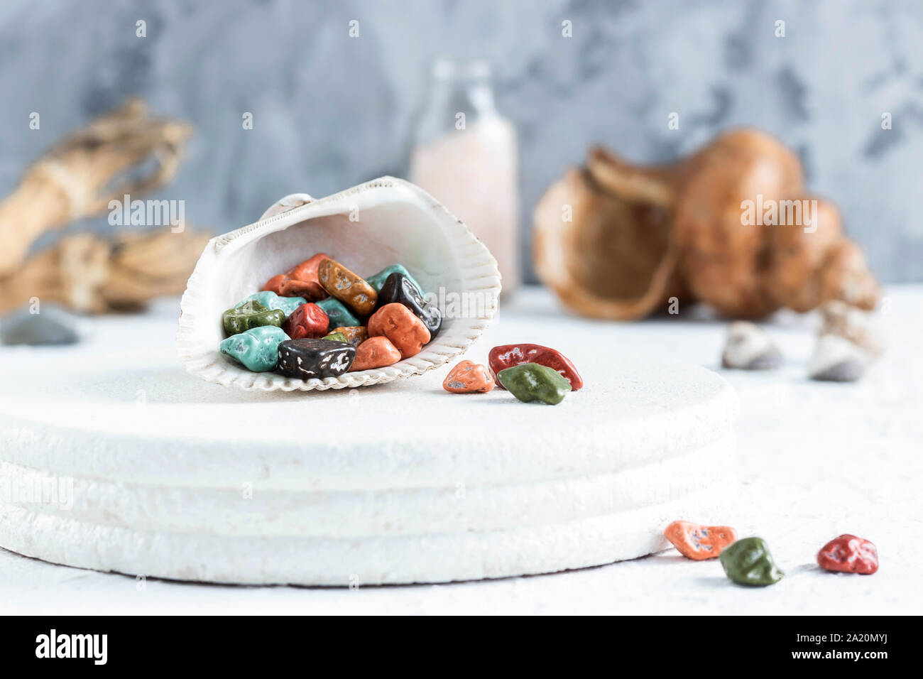 Fancy sweets. Chocolates in the form of sea pebbles. A treat for tea ...