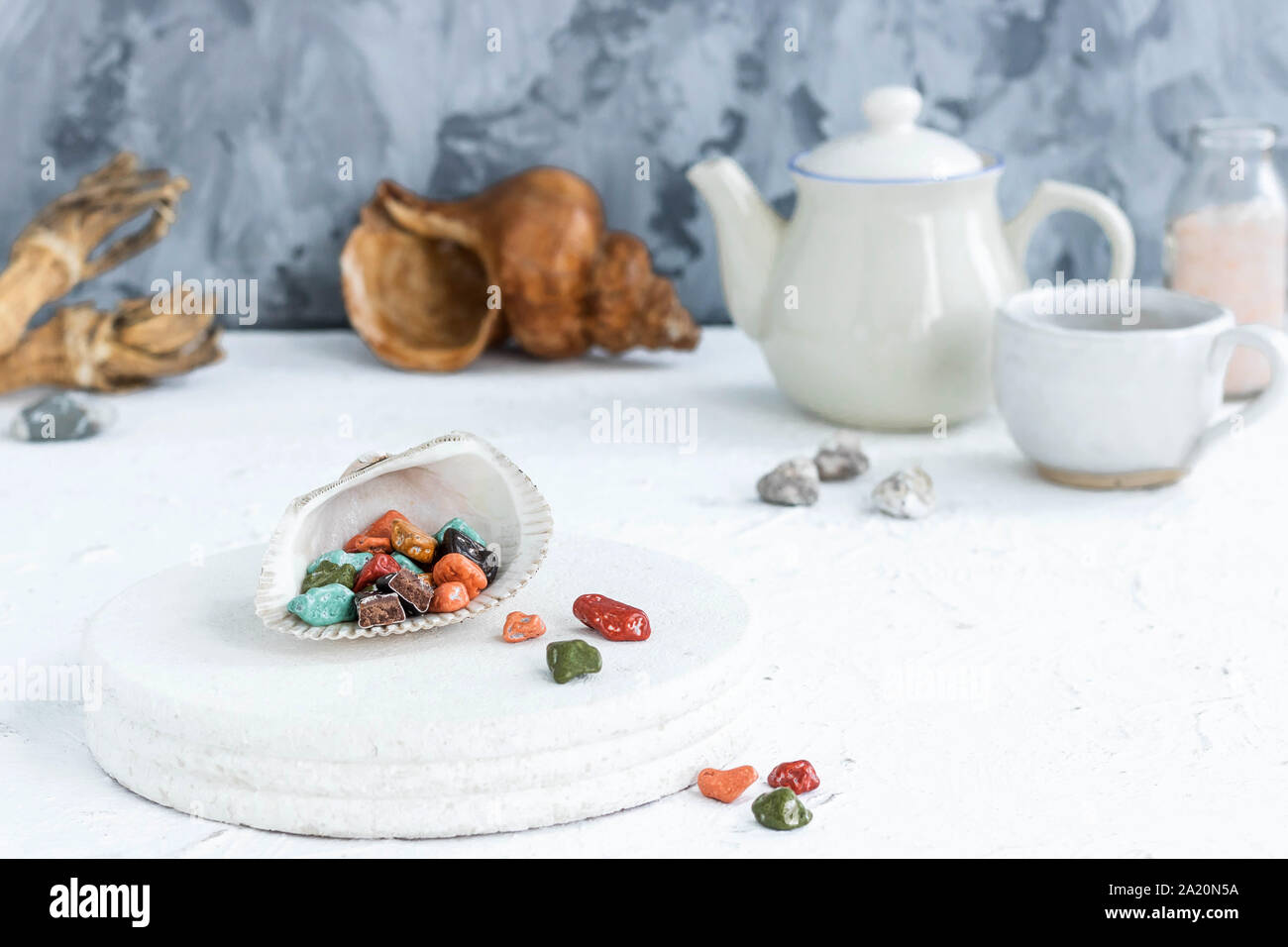 Fancy sweets. Chocolates in the form of sea pebbles. A treat for tea ...