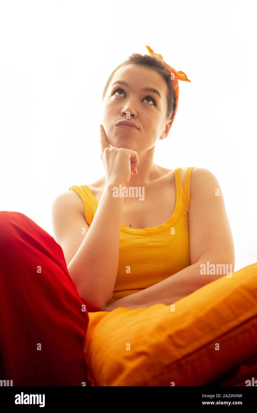 Attractive woman hesitating isolated on white background Stock Photo ...