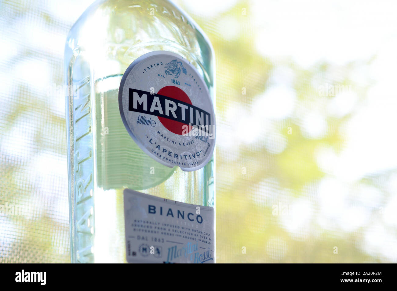 KHARKOV, UKRAINE - SEPTEMBER 23, 2019: Bottle of Vermouth Martini Rossi ...