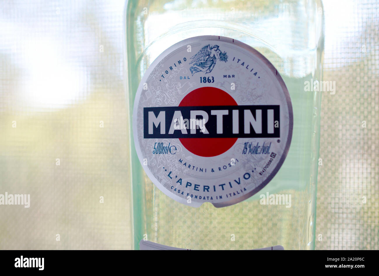 KHARKOV, UKRAINE - SEPTEMBER 23, 2019: Bottle of Vermouth Martini Rossi ...