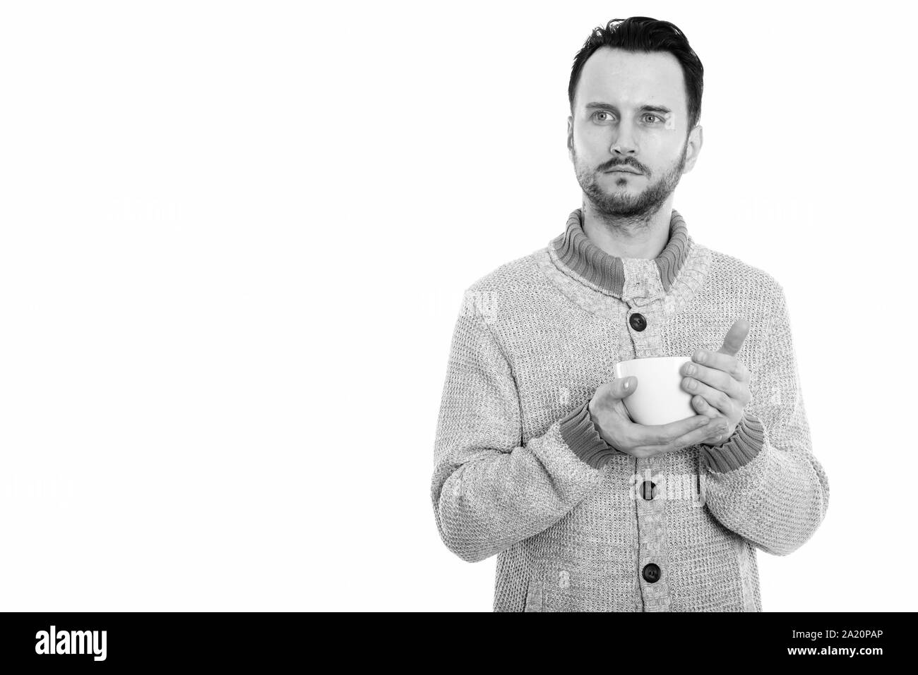 Portrait thinking man coffee Black and White Stock Photos & Images - Alamy
