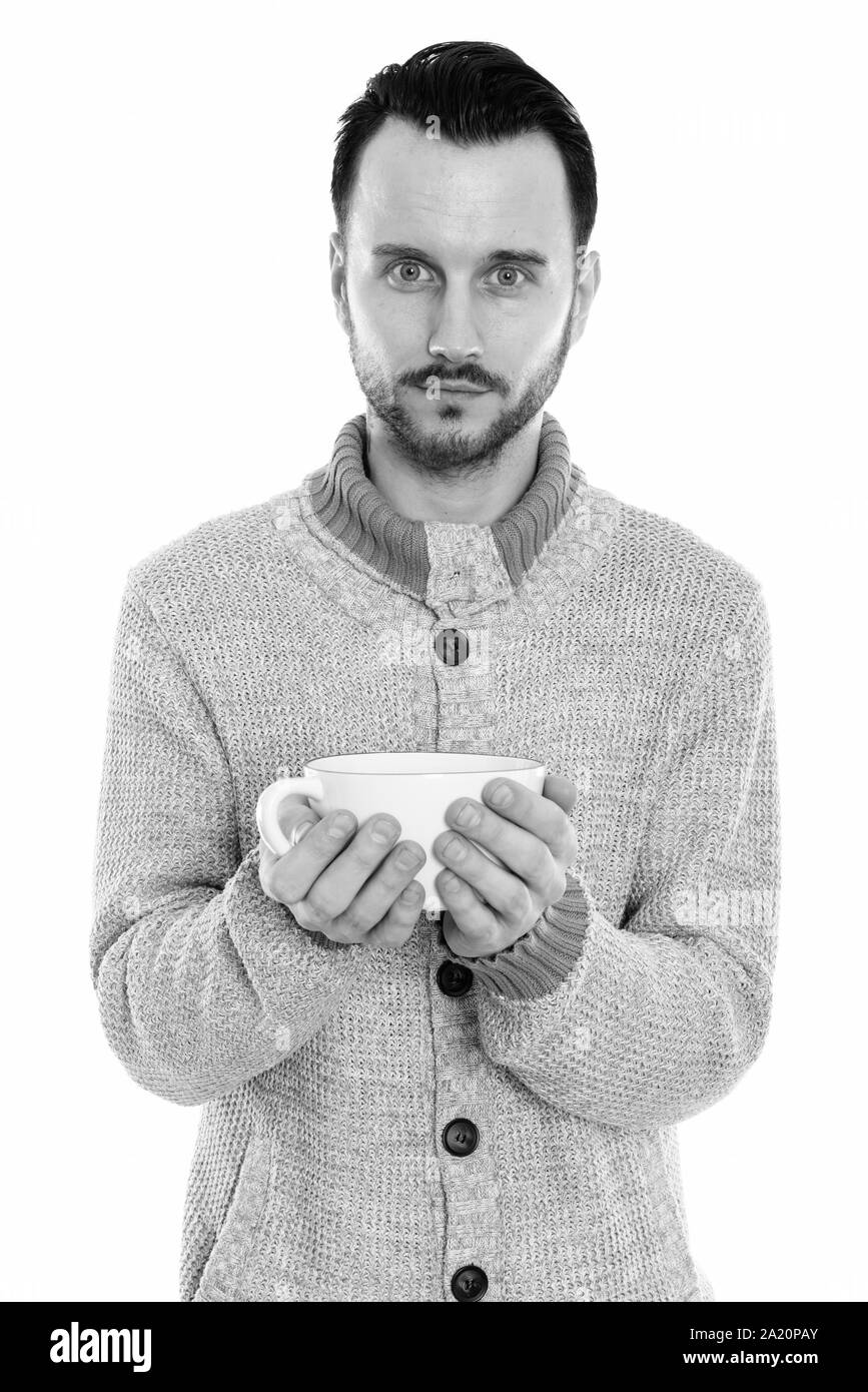 One person holding cup Black and White Stock Photos & Images - Alamy