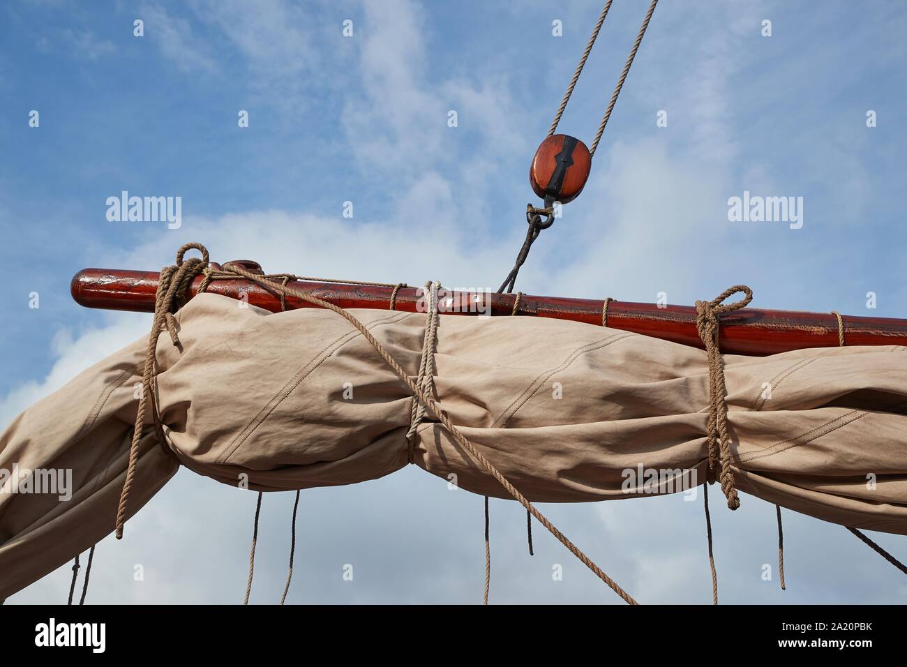 Sailing ship sail detail Stock Photo - Alamy