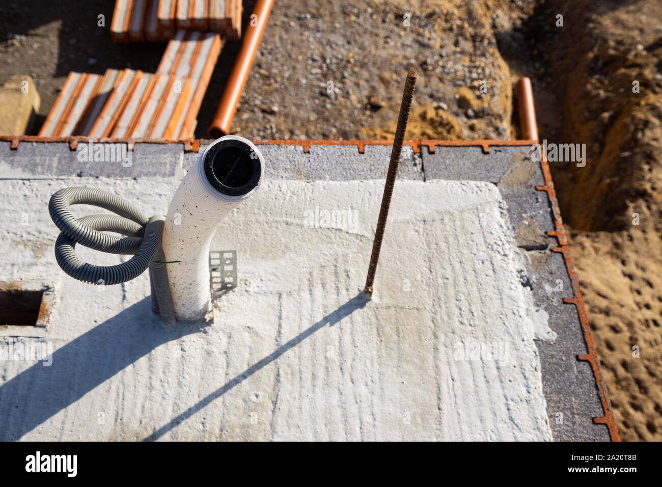 Empty conduits for power suppy and controlled domestic ventilation on a ...