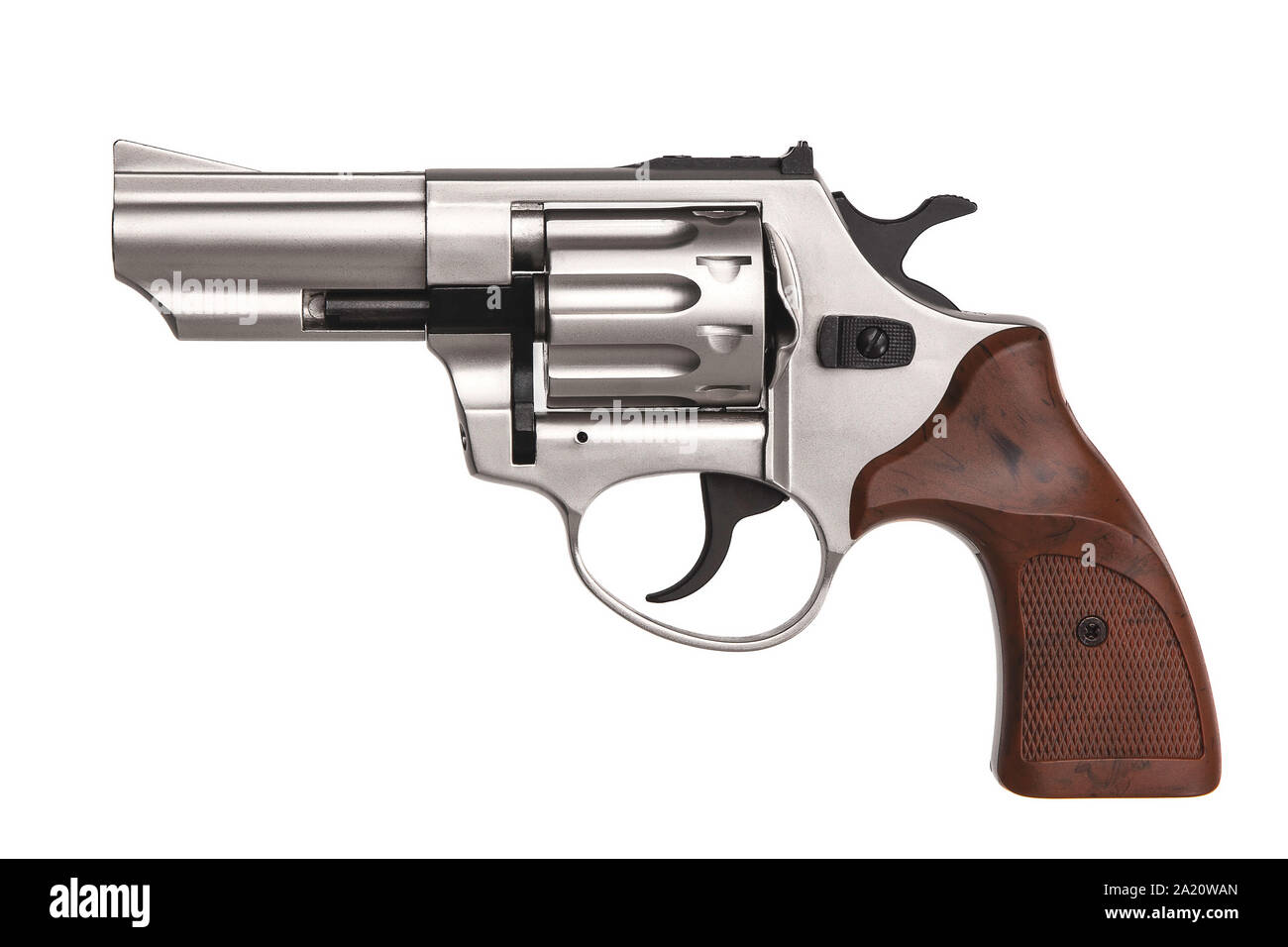 Silver gun revolver isolate on a white background. Pistol. Weapons for ...
