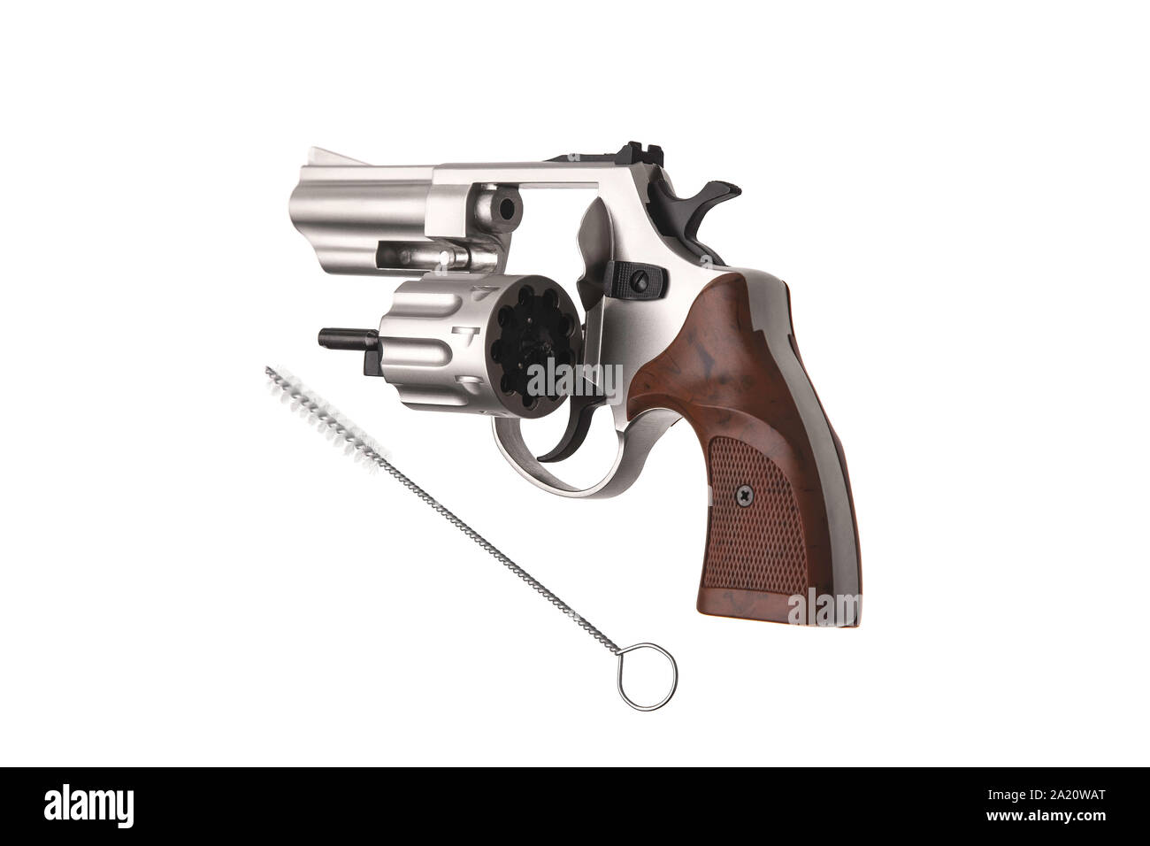 Silver gun revolver isolate on a white background. Pistol. Weapons for ...