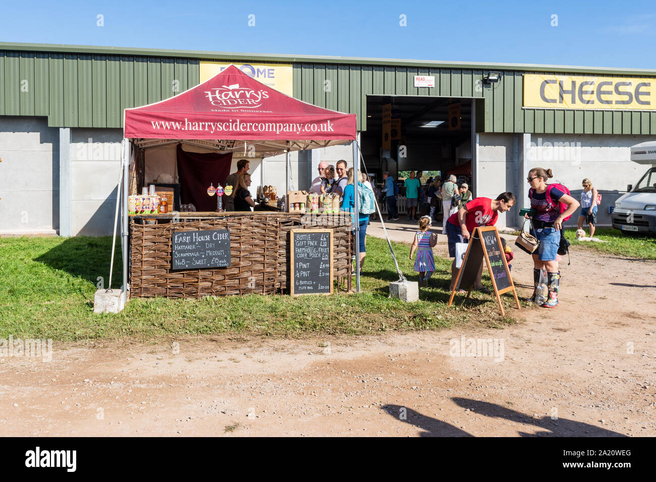A stand selling farmhouse cider outside the cheese hall at the Frome ...