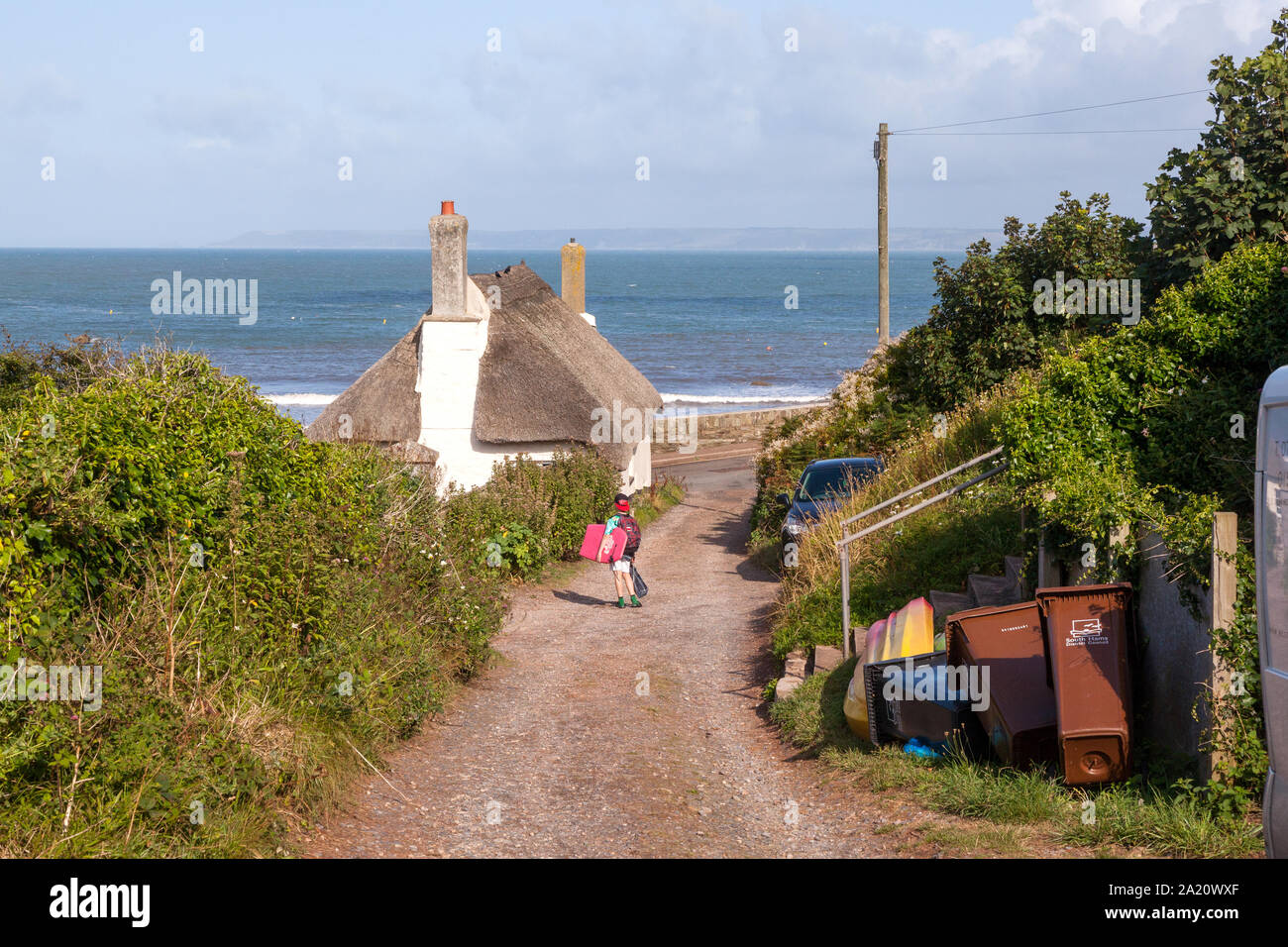 Thatched cottage, Hope Cove, South Devon, England, United Kingdom Stock ...