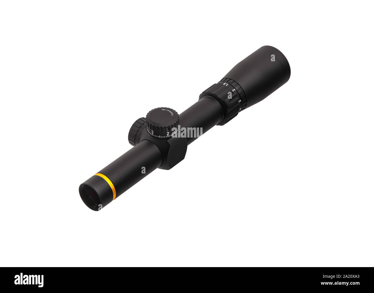 modern black optical scope for weapon isolated on white. sight scope ...