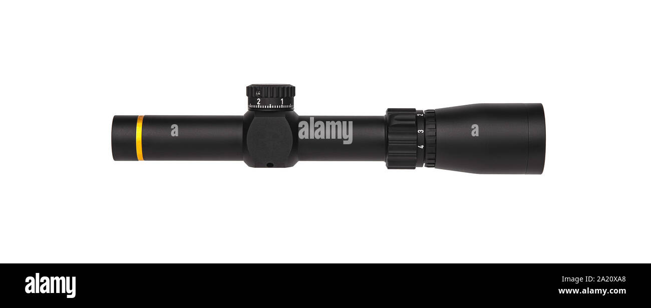 modern black optical scope for weapon isolated on white. sight scope ...
