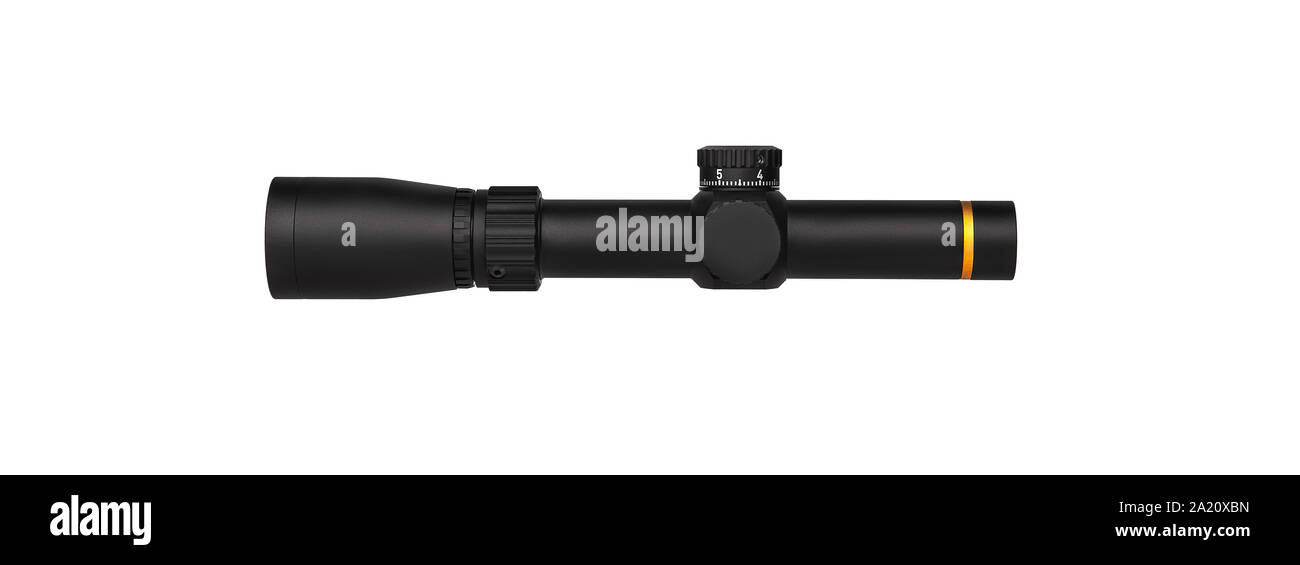 modern black optical scope for weapon isolated on white. sight scope ...