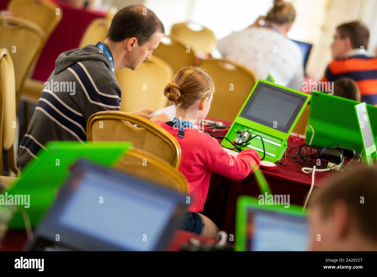 Parents and children during a Raspberry Pi workshop, September 2019 ...