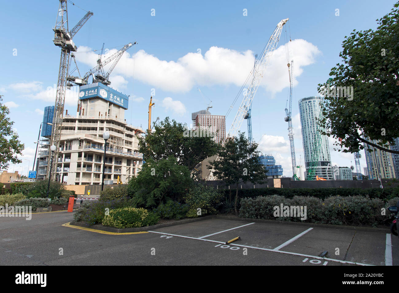 Construction underway of Nine Elms Square on Nine Elms Lane in south ...