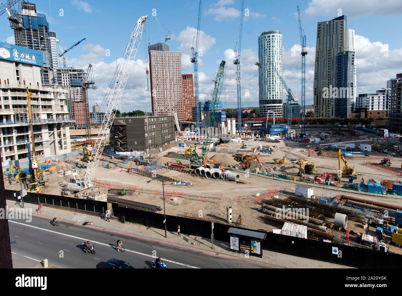Construction underway of Nine Elms Square on Nine Elms Lane in south ...
