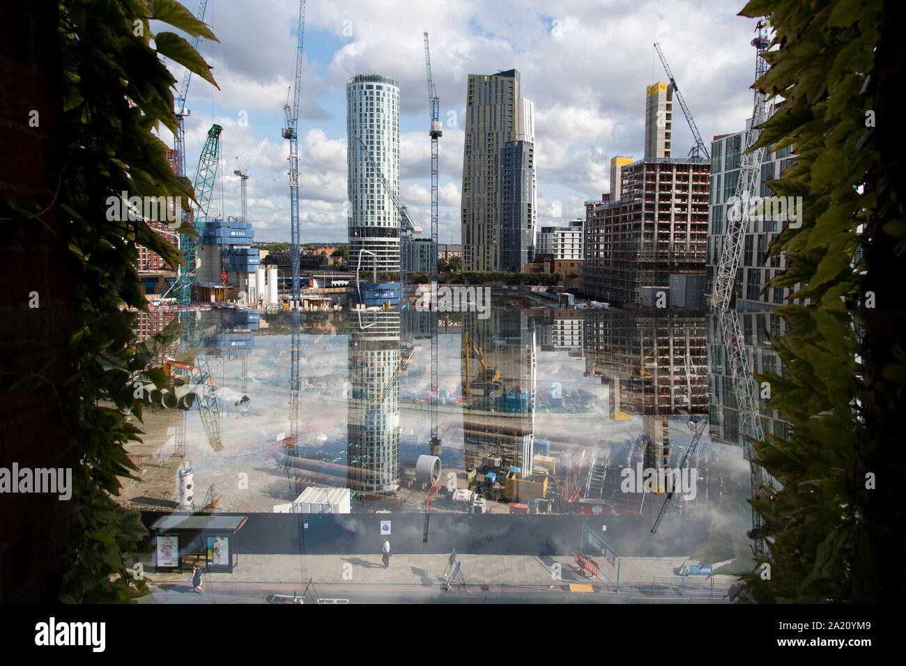 Construction underway of Nine Elms Square on Nine Elms Lane in south ...